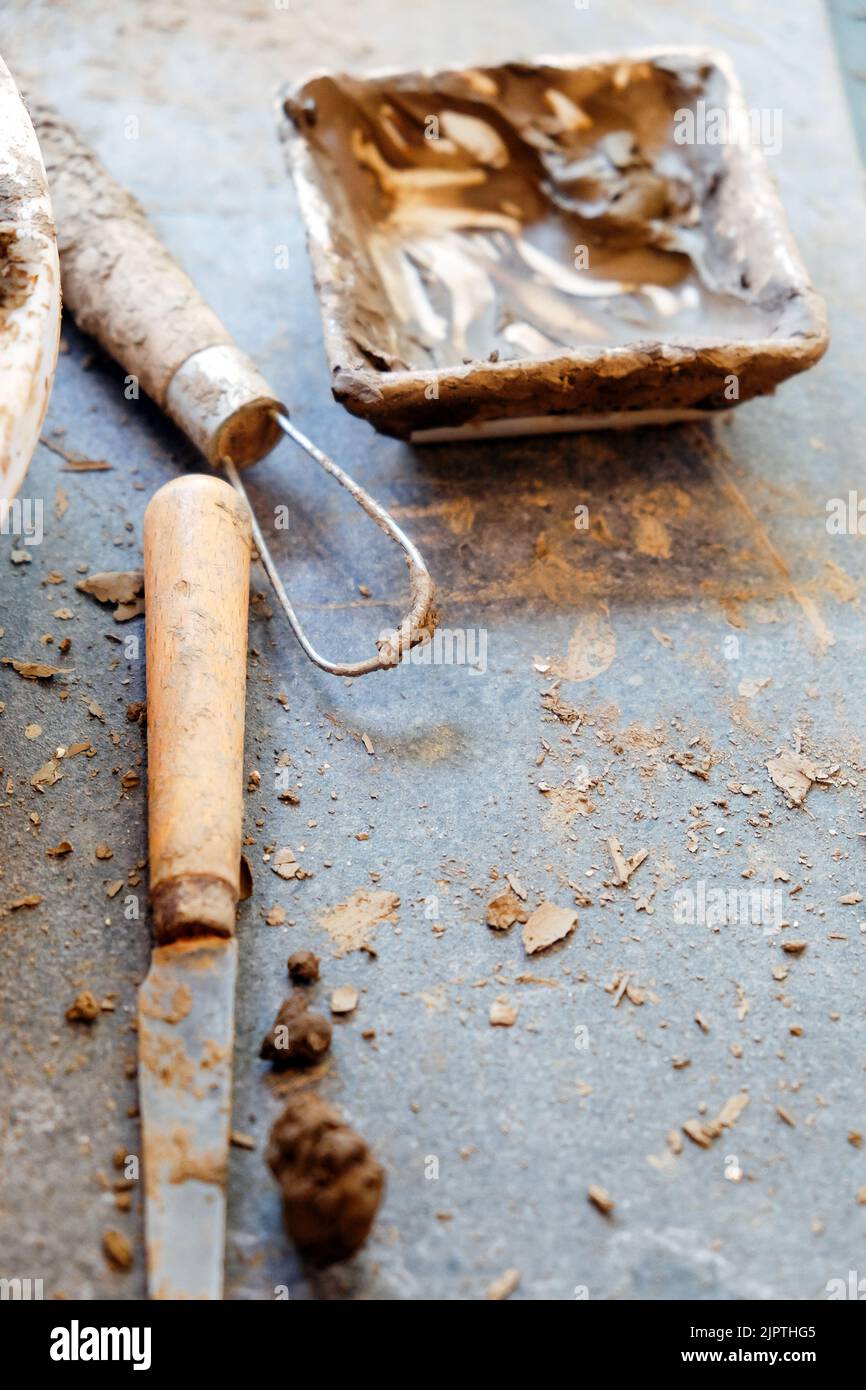 Closeup image of Clay Sculpture Tool Stock Photo - Alamy