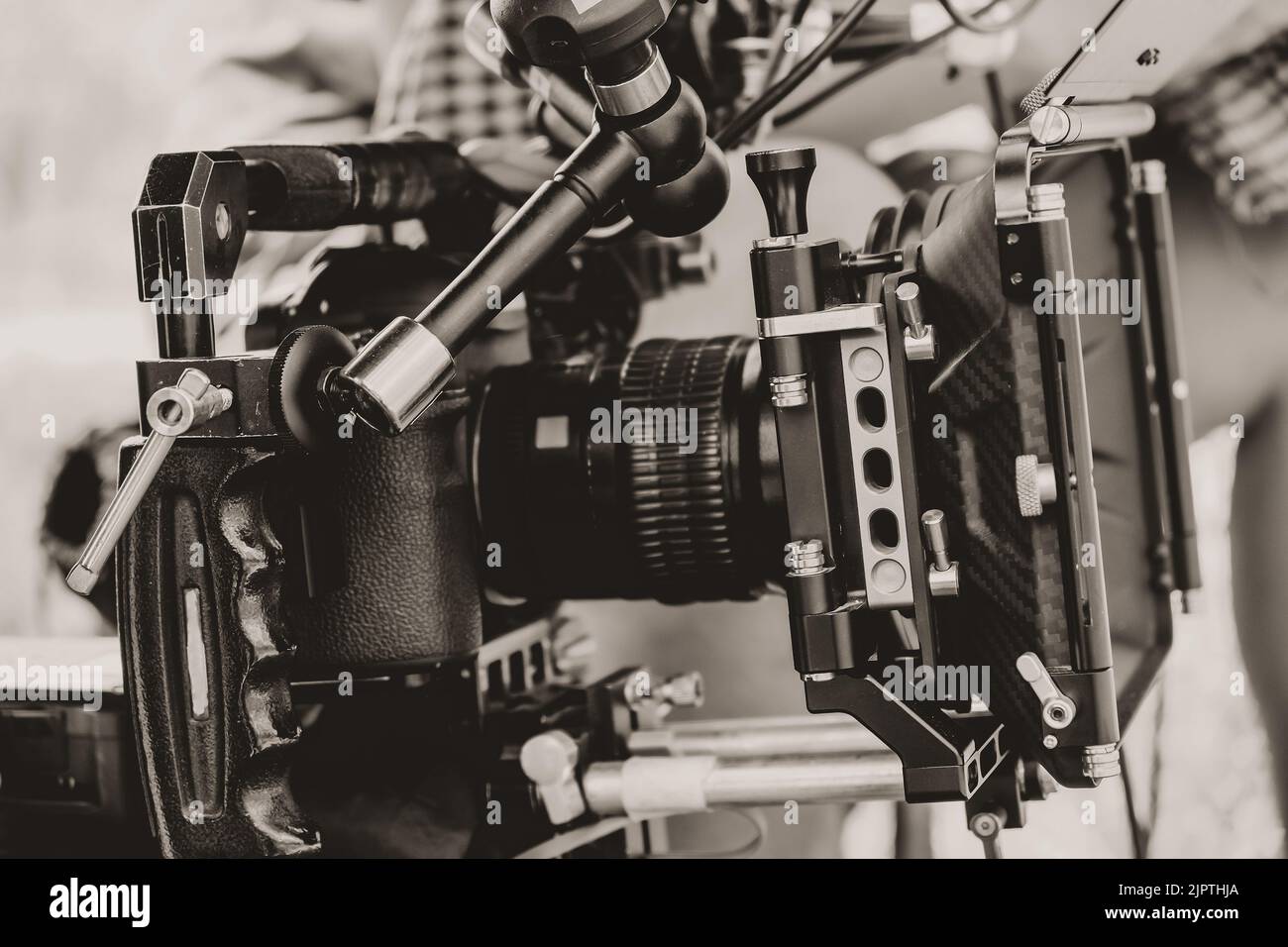 Cinema Camera on Film Set, Behind the scenes background, film crew ...