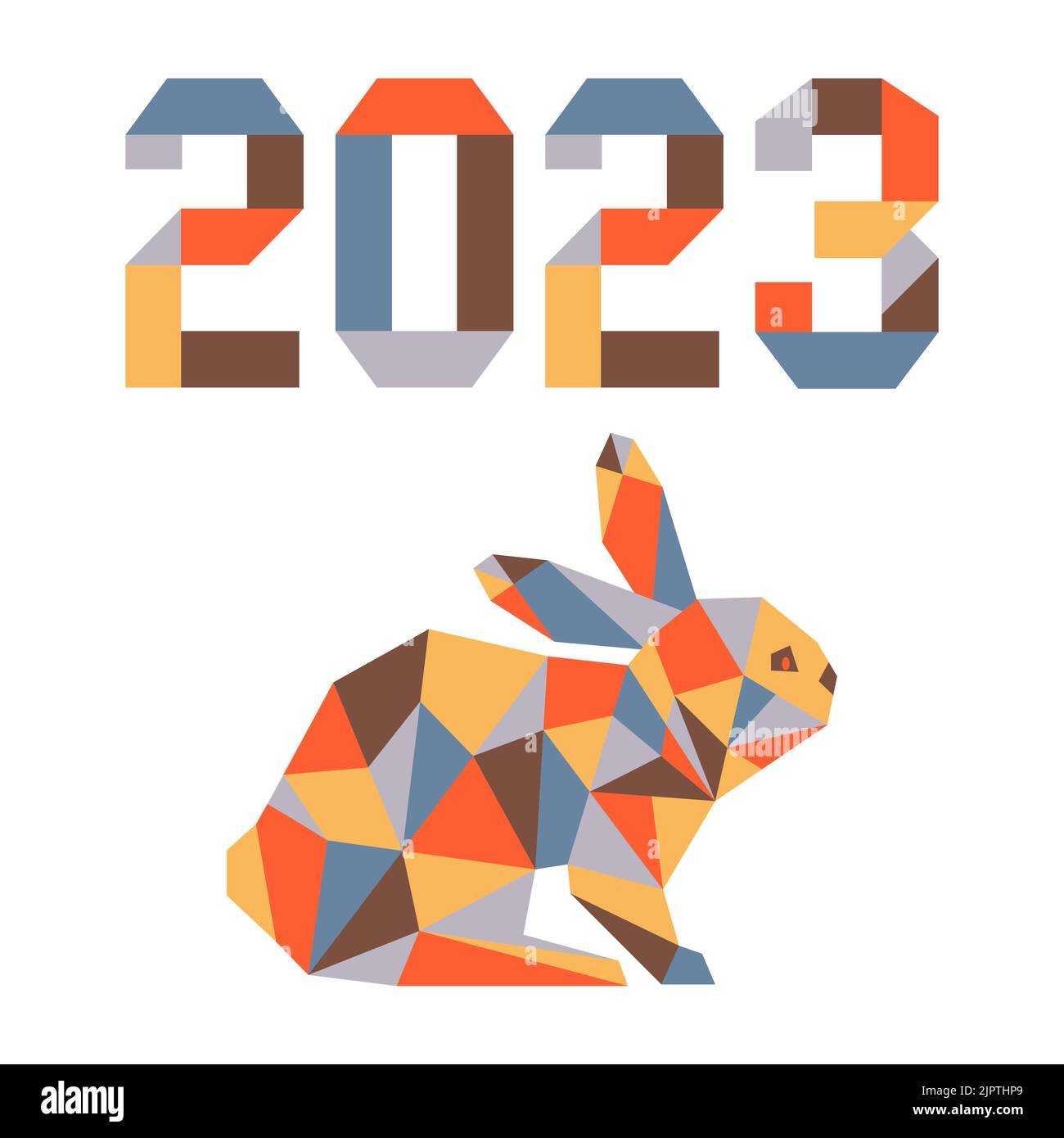 Happy new year Vector illustration with origami 2023 year numbers Bunny ...