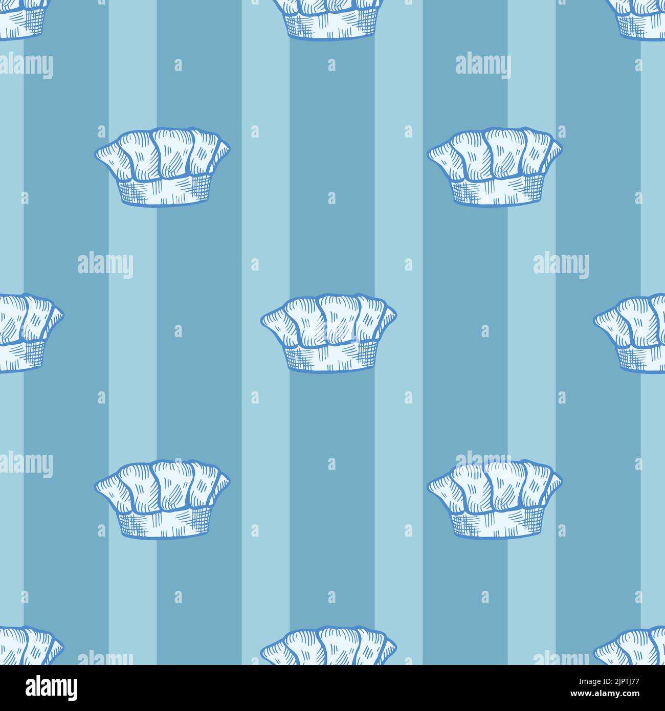 High chef hat engraved seamless pattern. Kitchen traditional element in ...