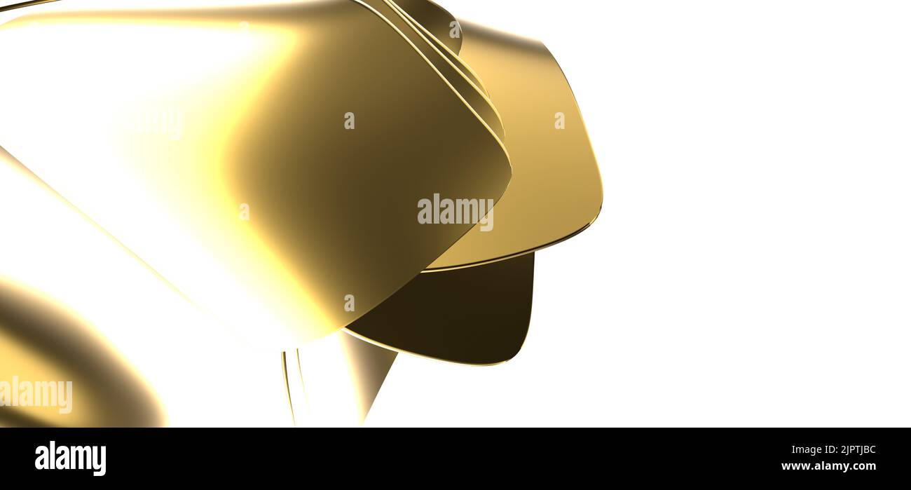 The 3D rendered glowing golden sliced shapes - trendy elegant ...