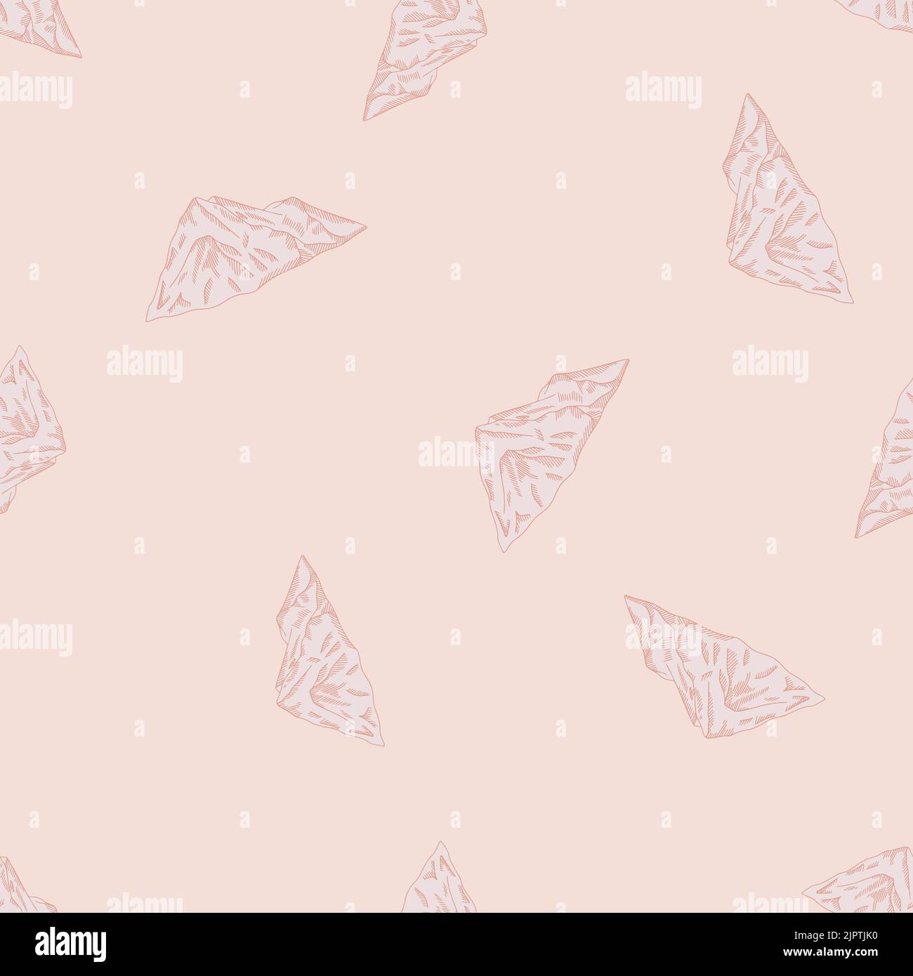 Mountain peak engraved seamless pattern. Vintage rock landscape in hand ...