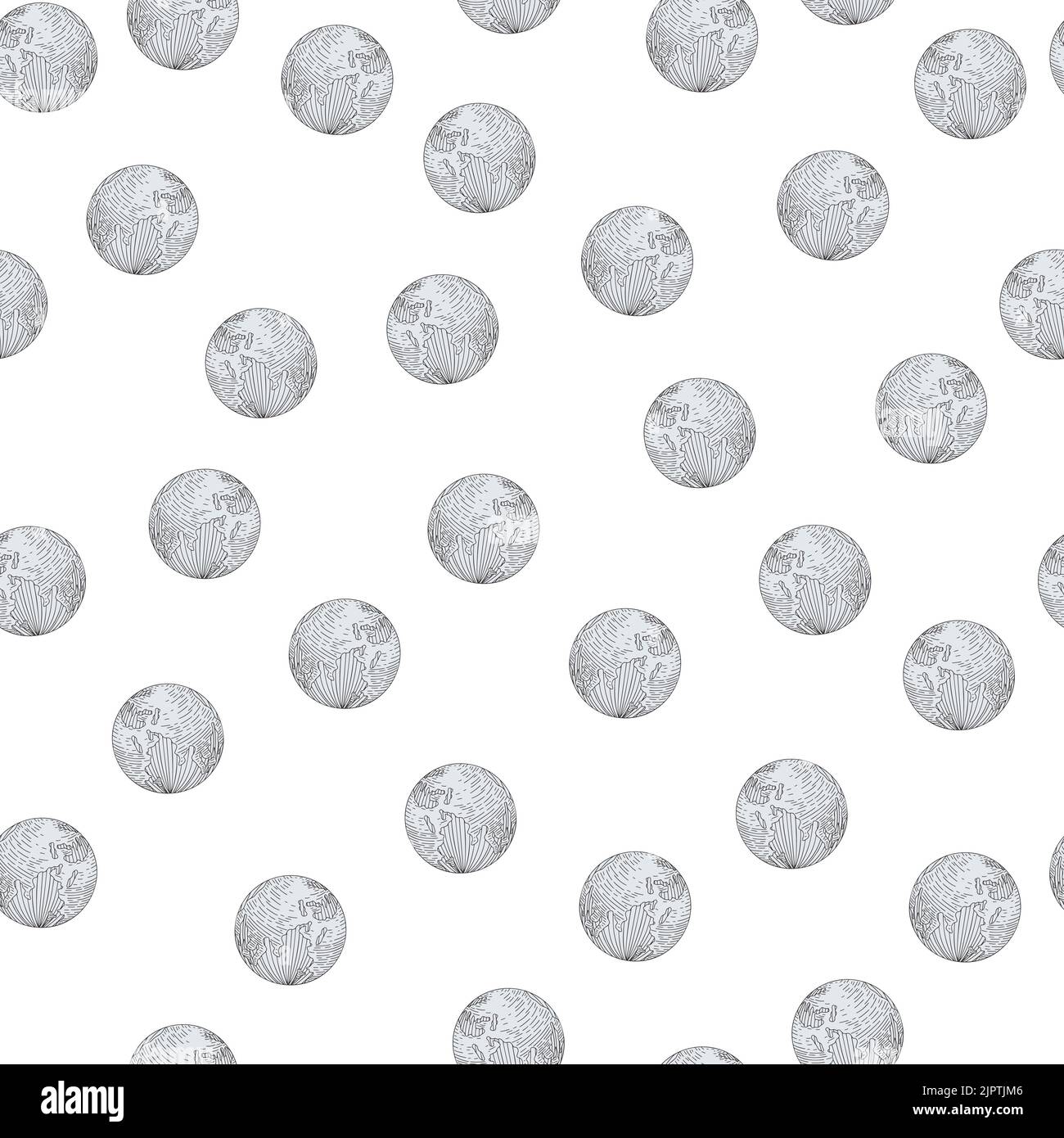 Planet earth engraved seamless pattern. Vintage sphere of world in hand ...