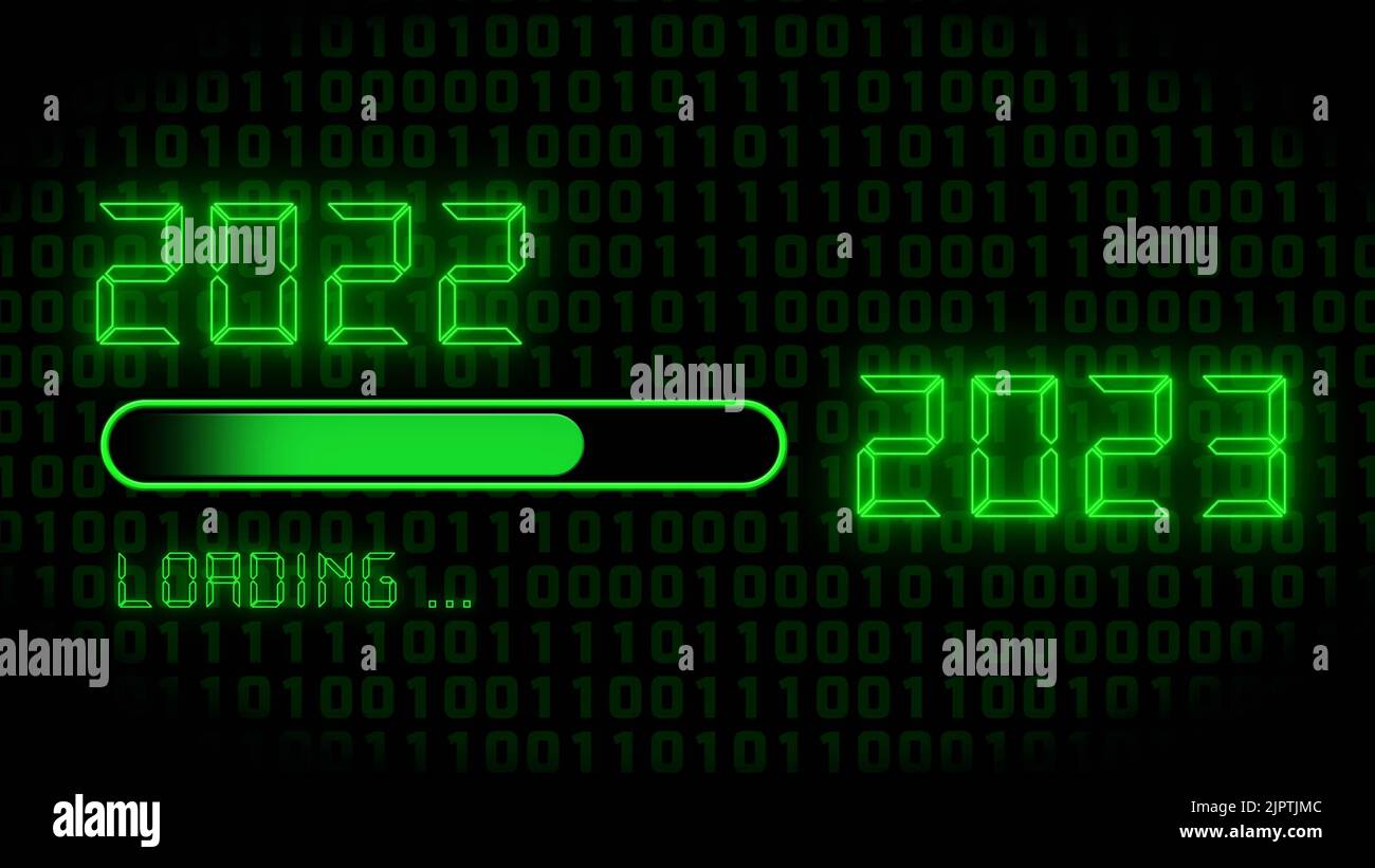 Year change 2023 - progress bar showing loading of the New Year in ... Year change 2023 - progress bar showing loading of the New Year in ...
