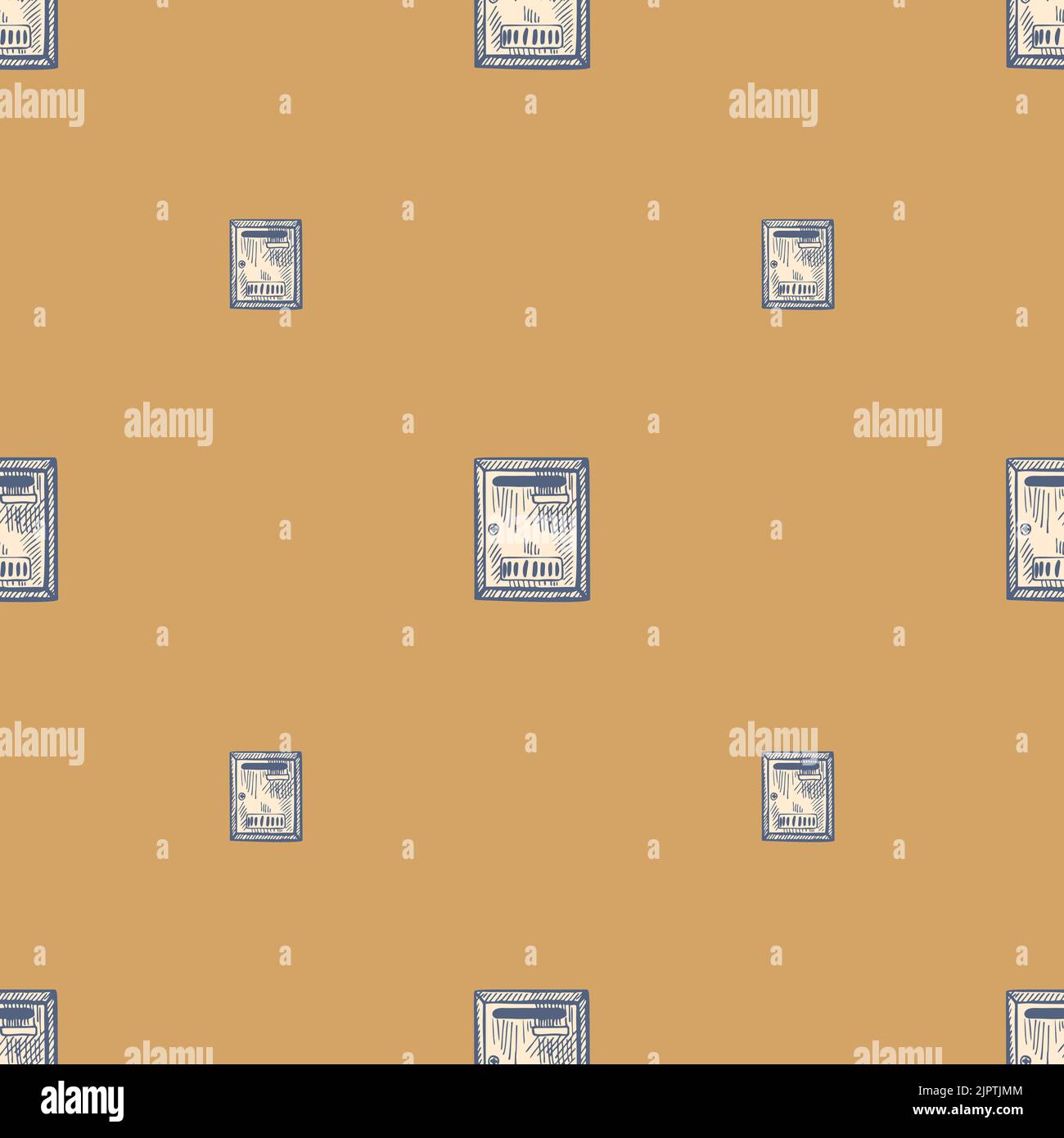 Mailbox engraved seamless pattern. Vintage letterbox in hand drawn ...