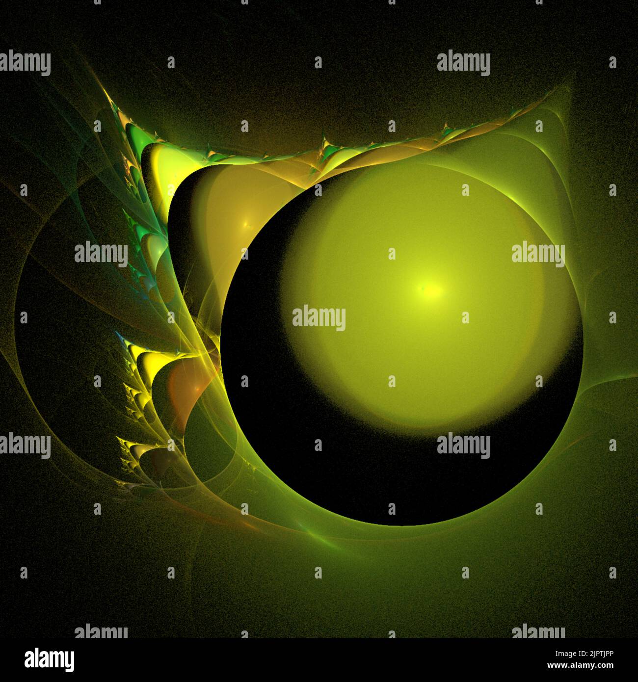 graphic yellow hot space illustration on black background, star system ...