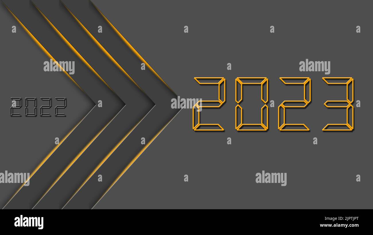 Year change 2023 on abstract background - graphic arrows with orange ...