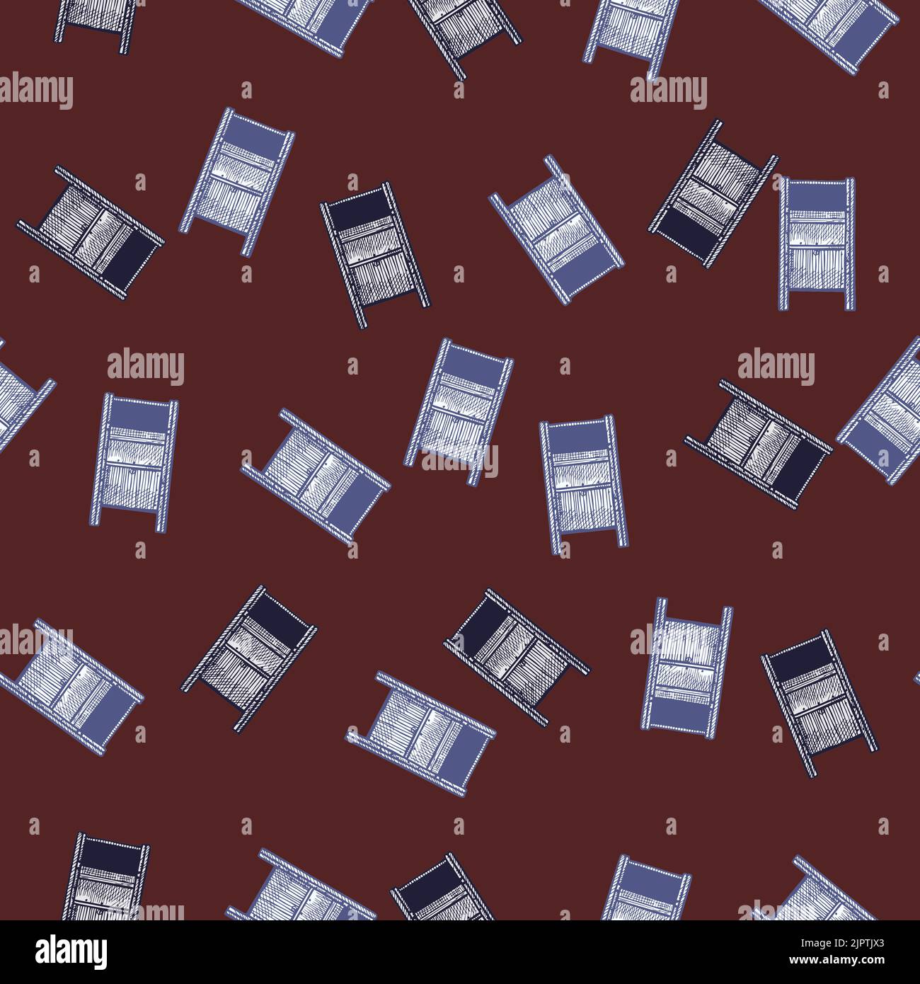 Mailbox engraved seamless pattern. Vintage letterbox in hand drawn ...