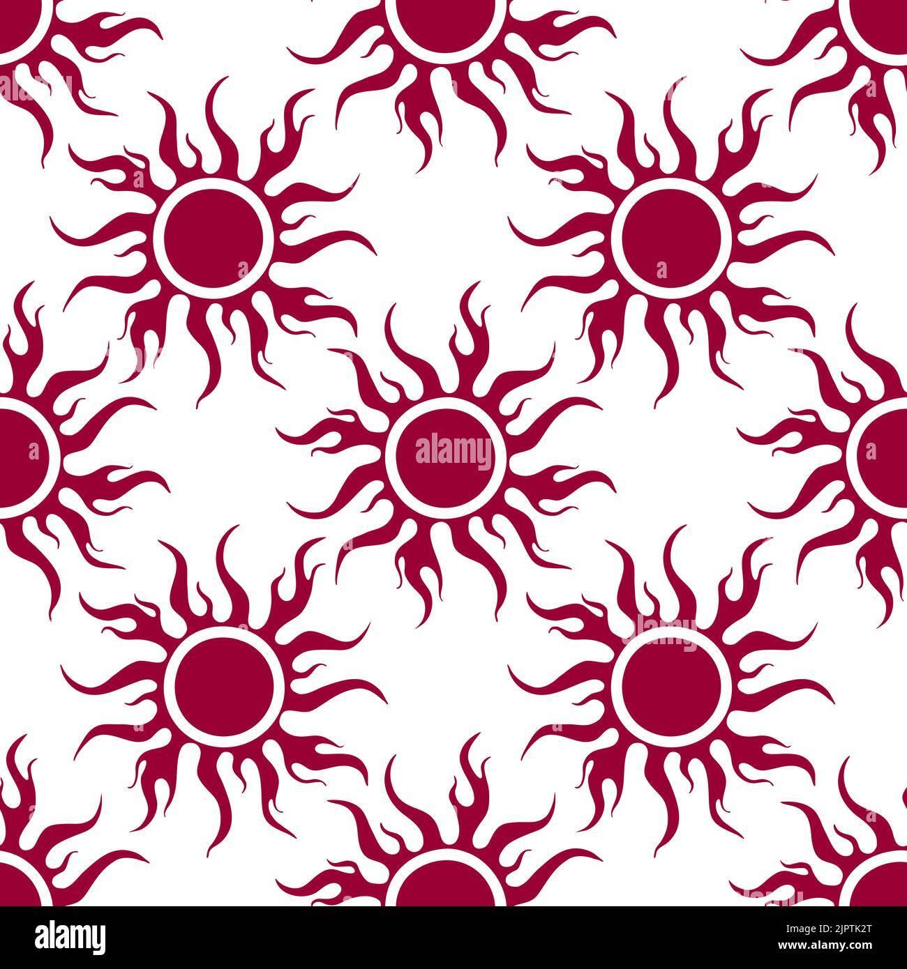 seamless symmetrical graphic pattern of purple suns on white background ...