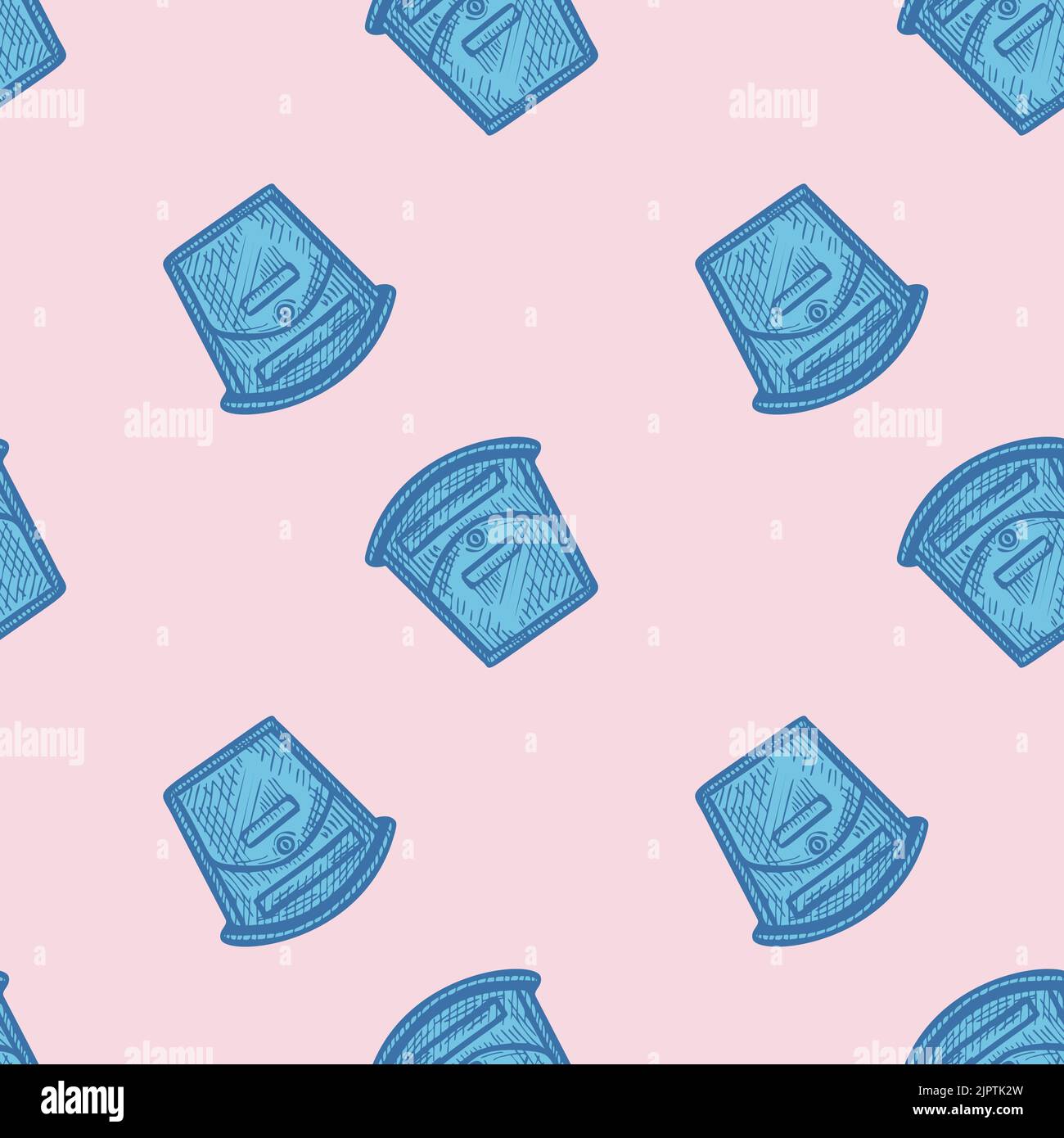 Mailbox engraved seamless pattern. Vintage letterbox in hand drawn ...