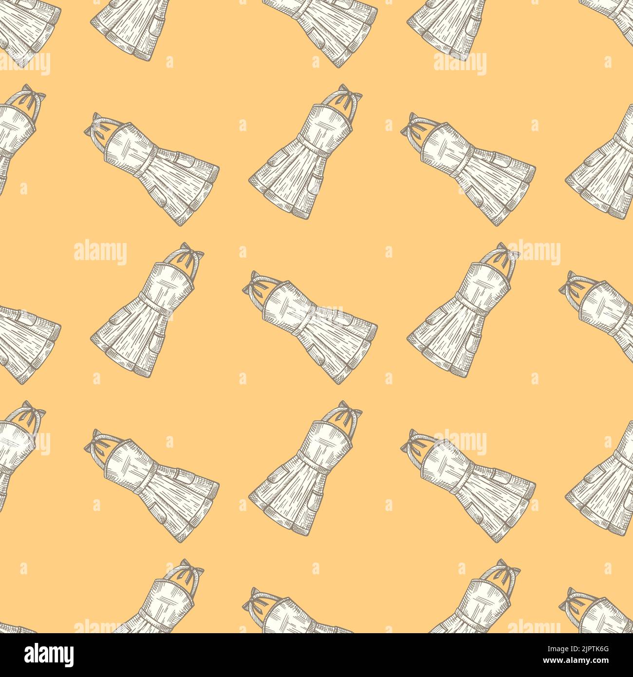 Apron pinafore engraved seamless pattern. Kitchen element for cook in ...