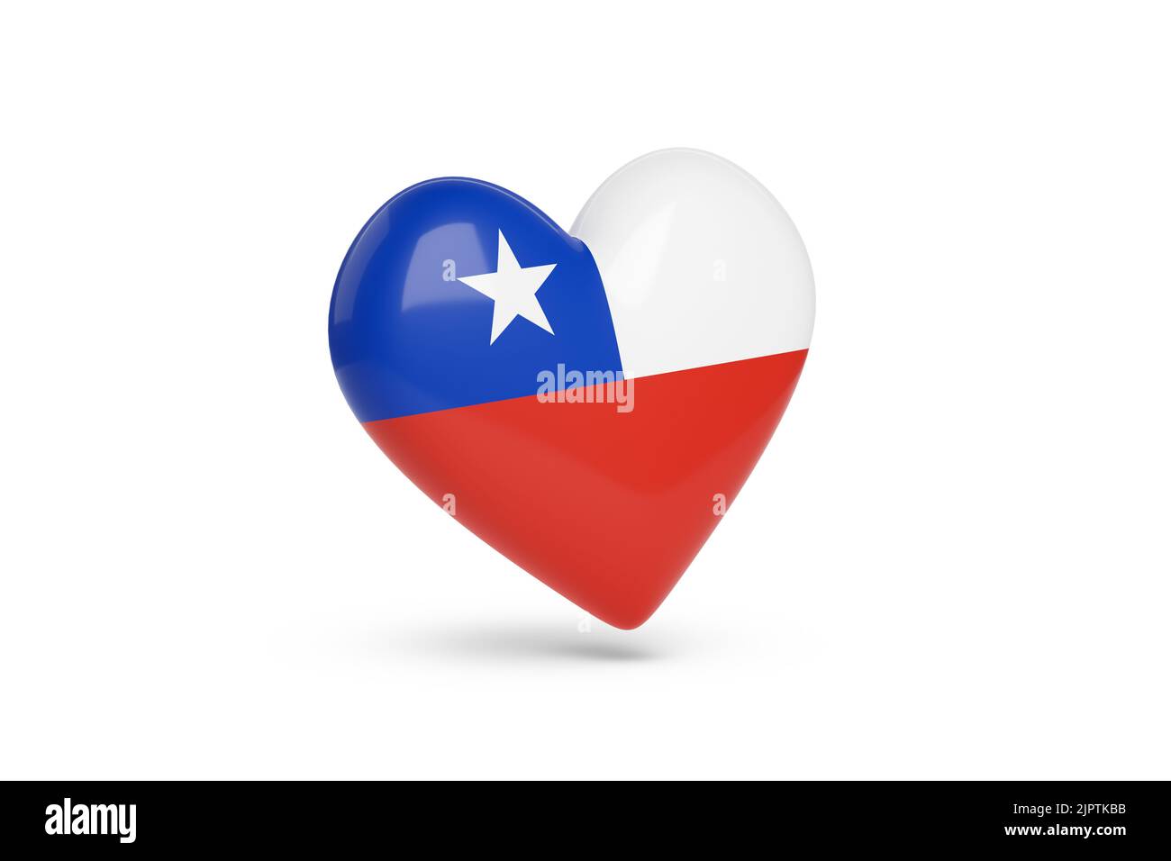 Heart with the colors of flag of Chile isolated on white background. 3d ...