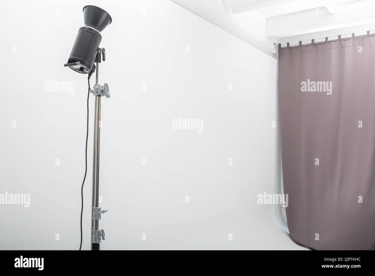 interior of bright space of photo studio with large white cyclorama ...