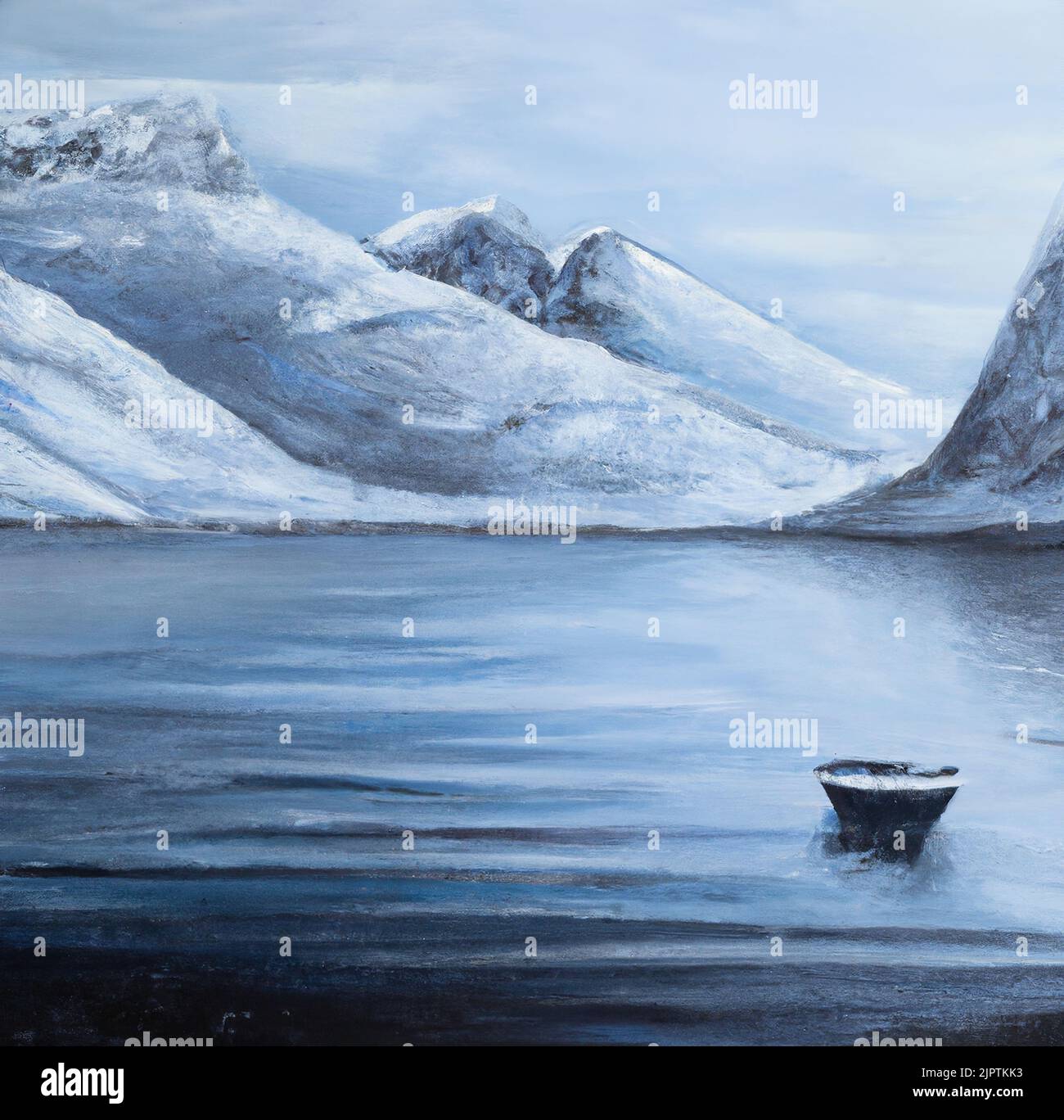 Nordic ice landscape, snow mountains and cold sea Stock Photo - Alamy