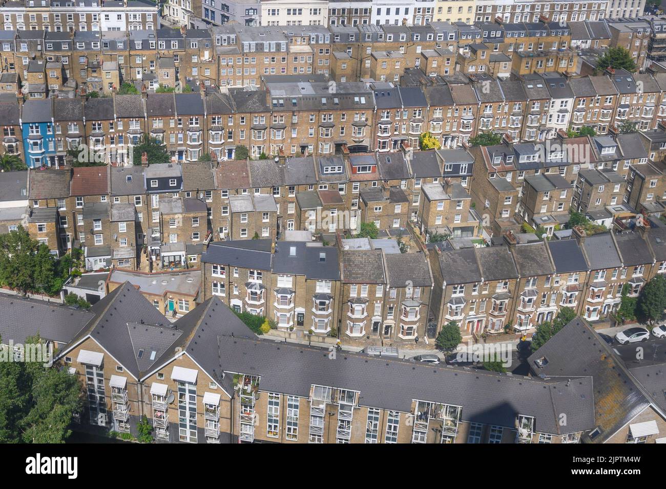 Rows of Terraced Houses from above in London UK Stock Photo - Alamy