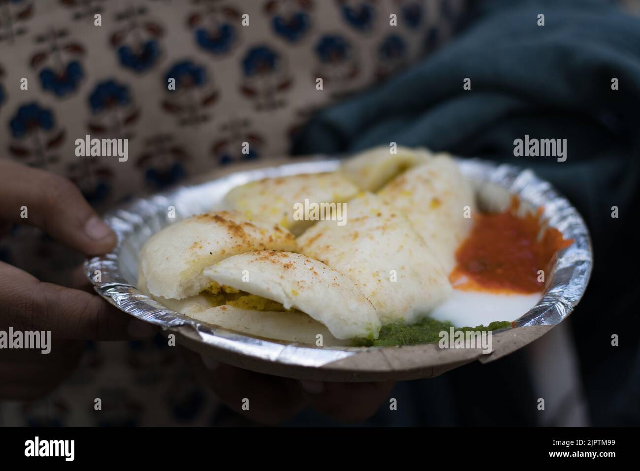 traditional himachali Indian food siddu, a fermented dumpling stuffed with lentils and other ...