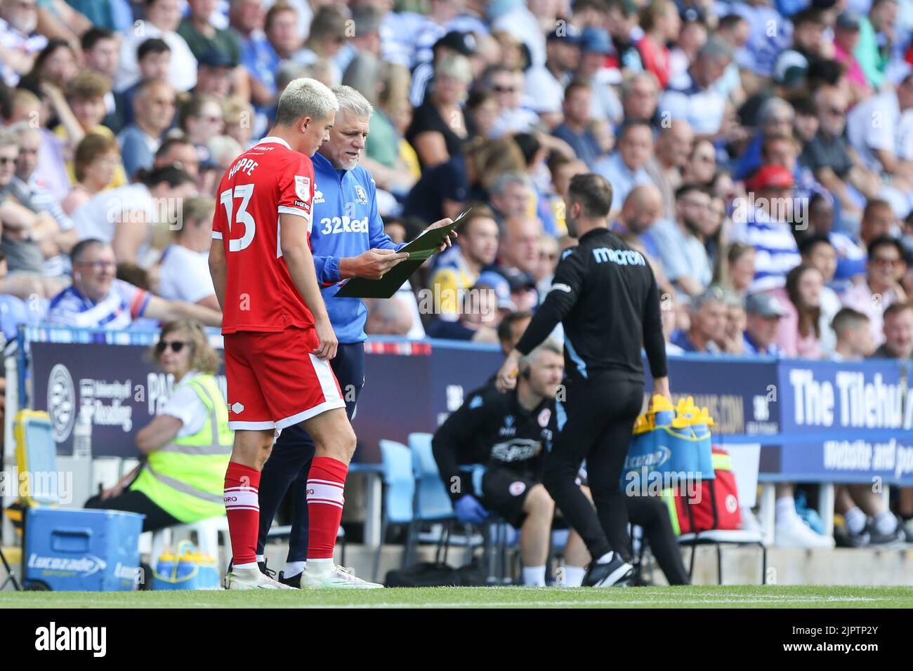 Matthew Hoppe #13 of Middlesbrough prepares to come on to the pitch ...