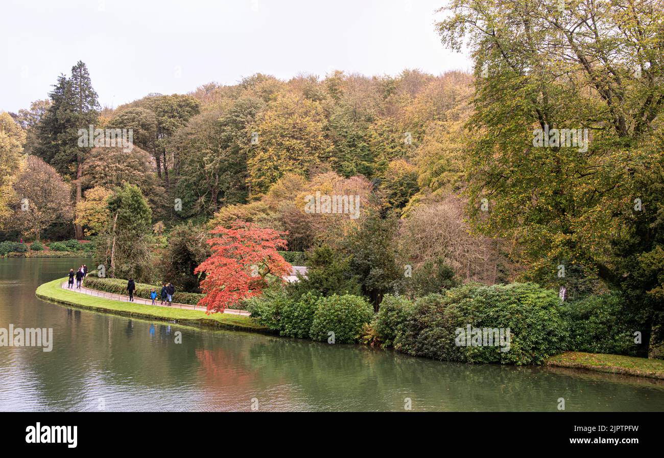 Stourhead in autumn with beautiful lake and golden colours Stock Photo ...