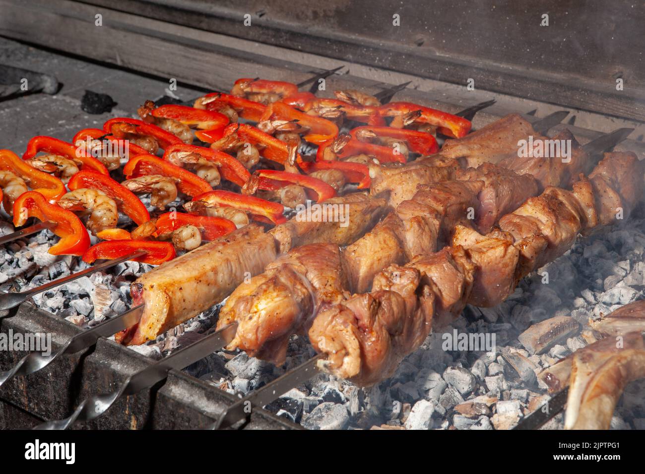 coals, bonfire, flame, fire, skewer, charcoal cooking Stock Photo - Alamy