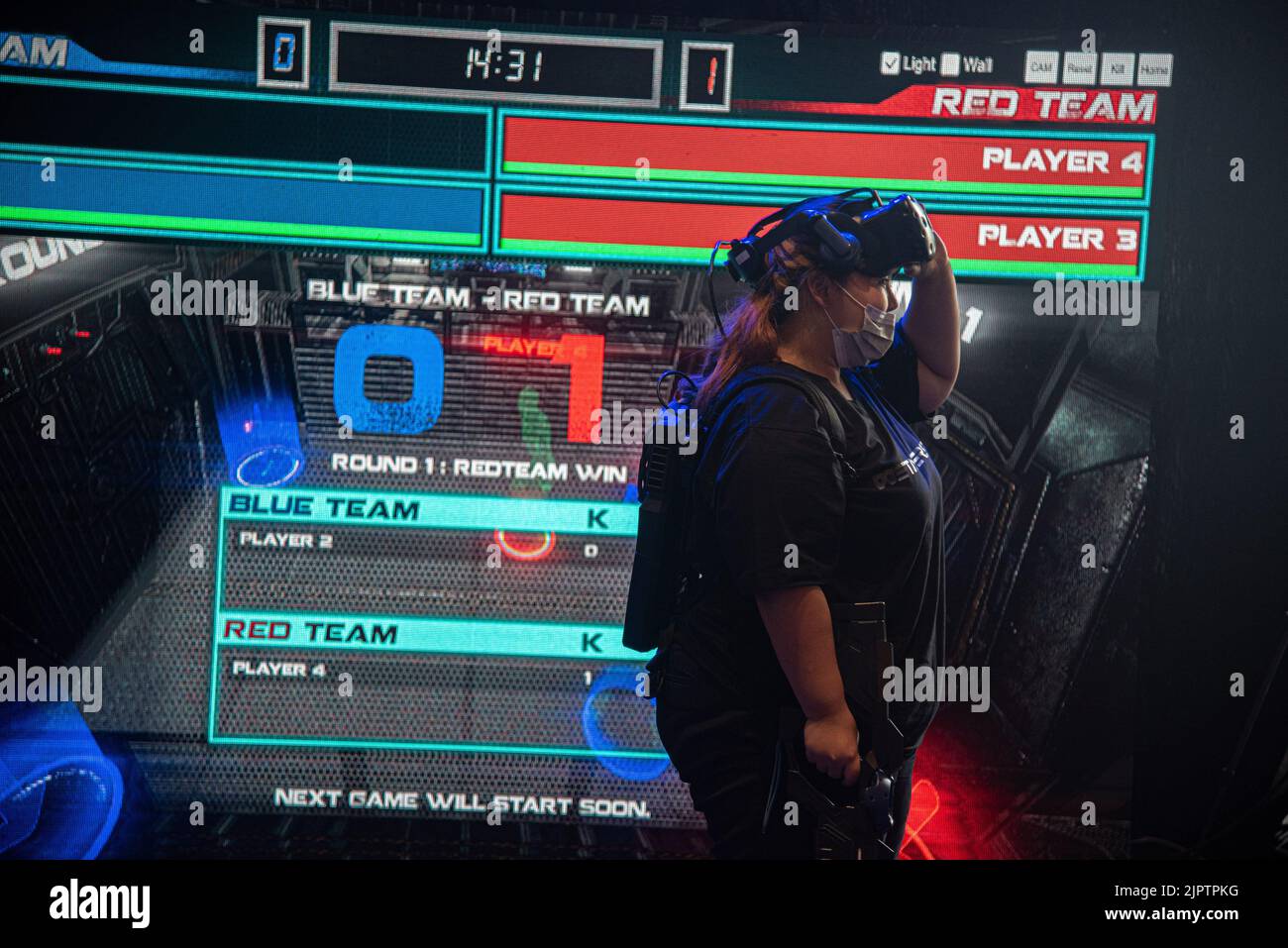 Bangkok, Thailand. 20th Aug, 2022. A visitor experiences a virtual ...