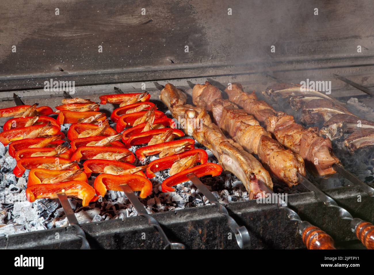 coals, bonfire, flame, fire, skewer, charcoal cooking Stock Photo - Alamy