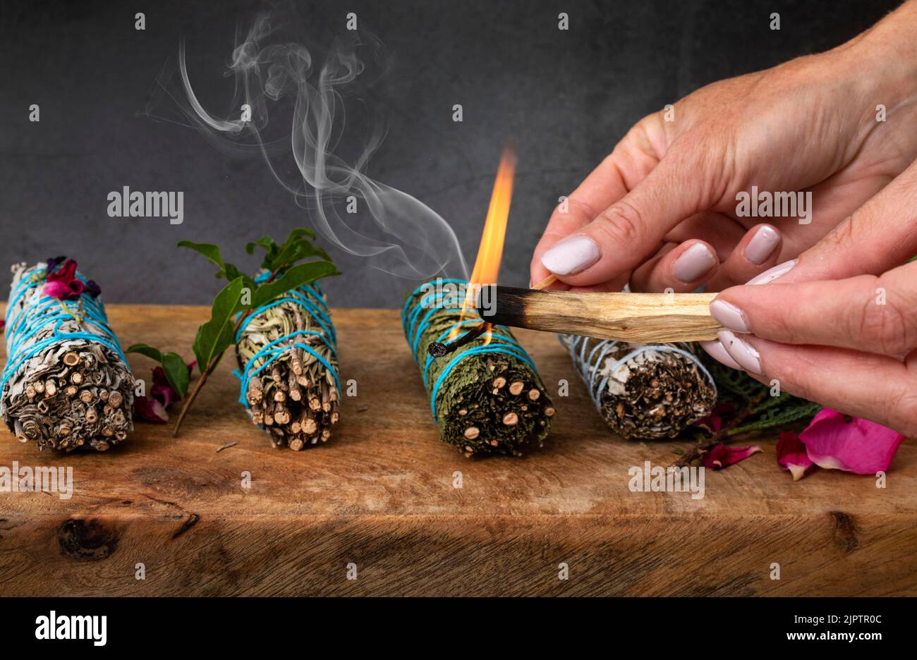 white sage incense group in front of white background Stock Photo - Alamy