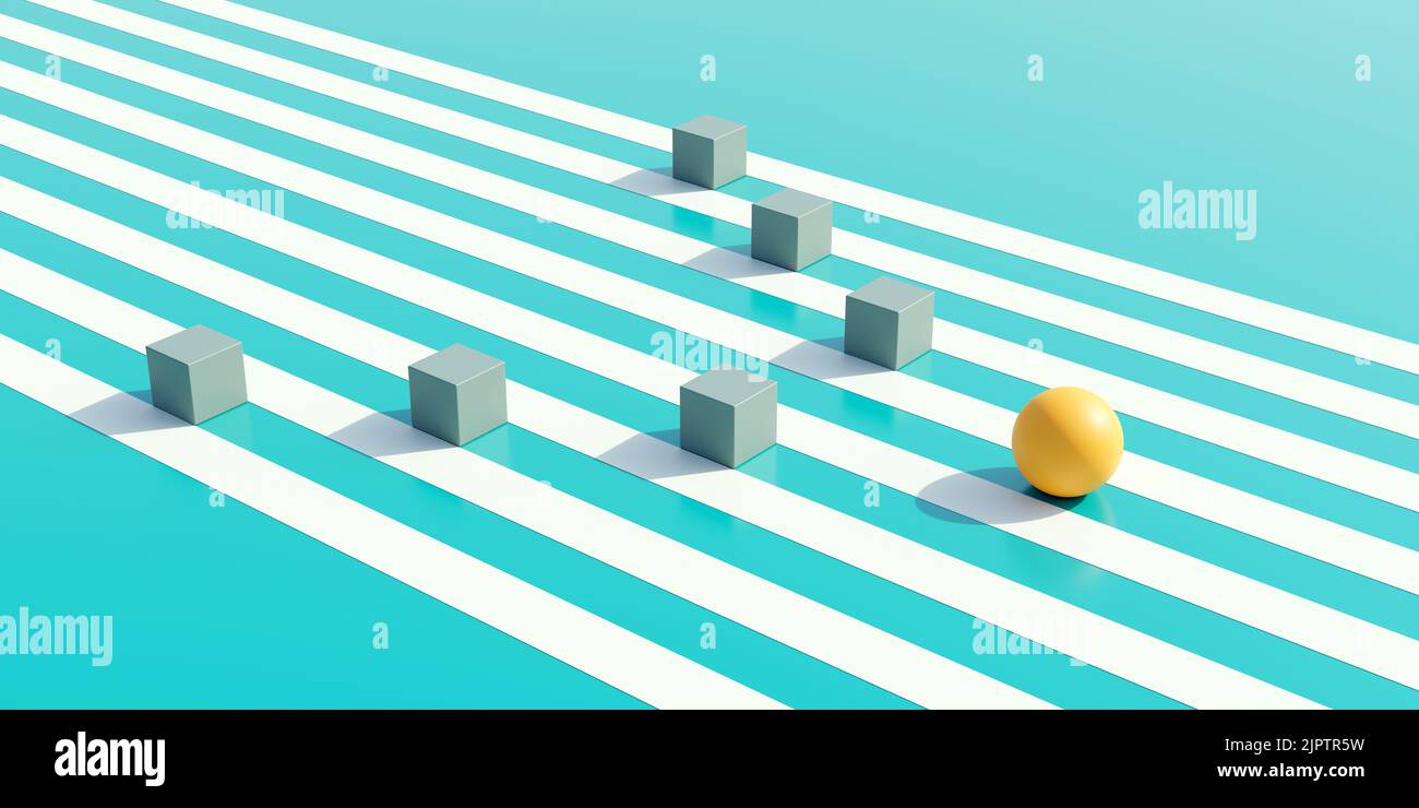 Leadership at business concept. One yellow sphere the leader, leads ...