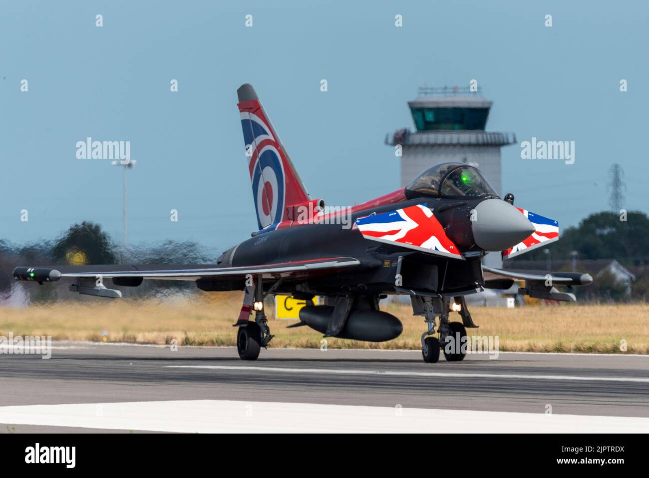 London Southend Airport, Essex, UK. 20th Aug, 2022. The RAF’s Typhoon jet fighters are using the ...