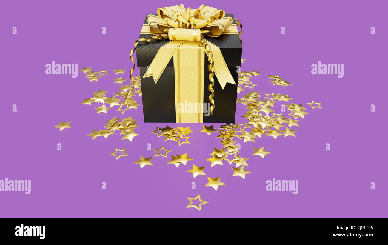 beautified present box with gold stars for black friday give-away ...