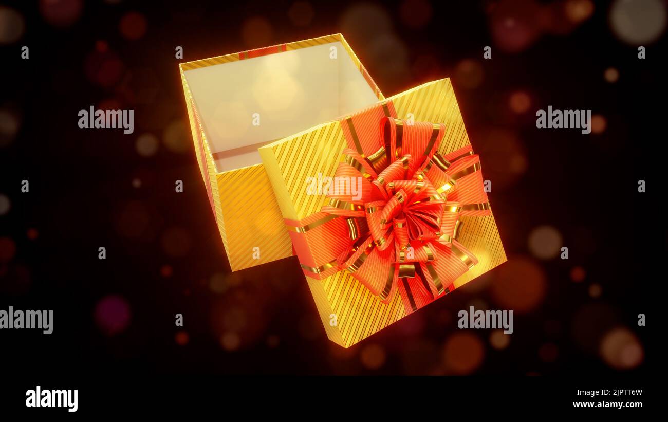 opened gold and red gift box - colorful vivid concept - abstract 3D ...