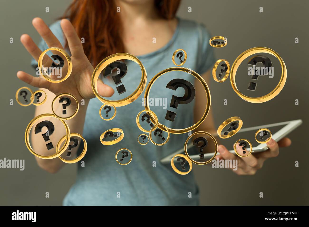 A 3d render of question marks with blurred background Stock Photo - Alamy