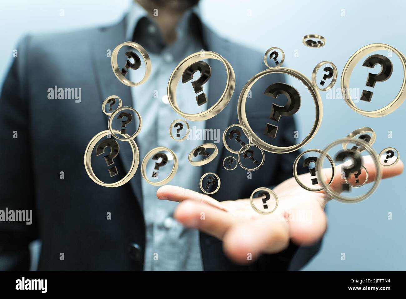 A 3d render of question marks with blurred background Stock Photo - Alamy