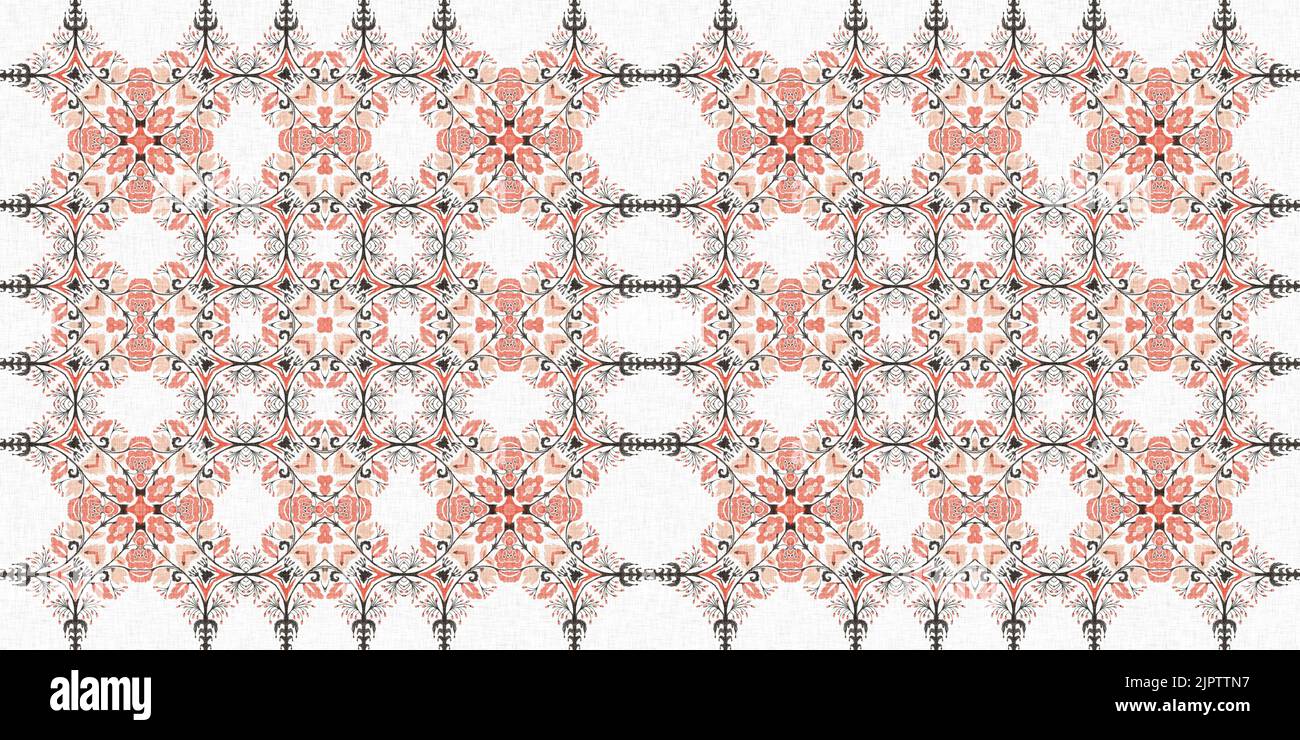 Modern boho geometric floral quilt style seamless border pattern ...