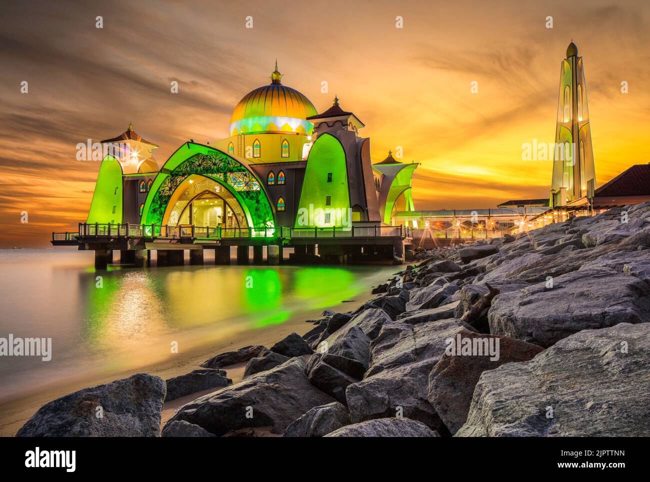 Sunset at the Selat Mosque, Malacca, Malaysia Stock Photo - Alamy