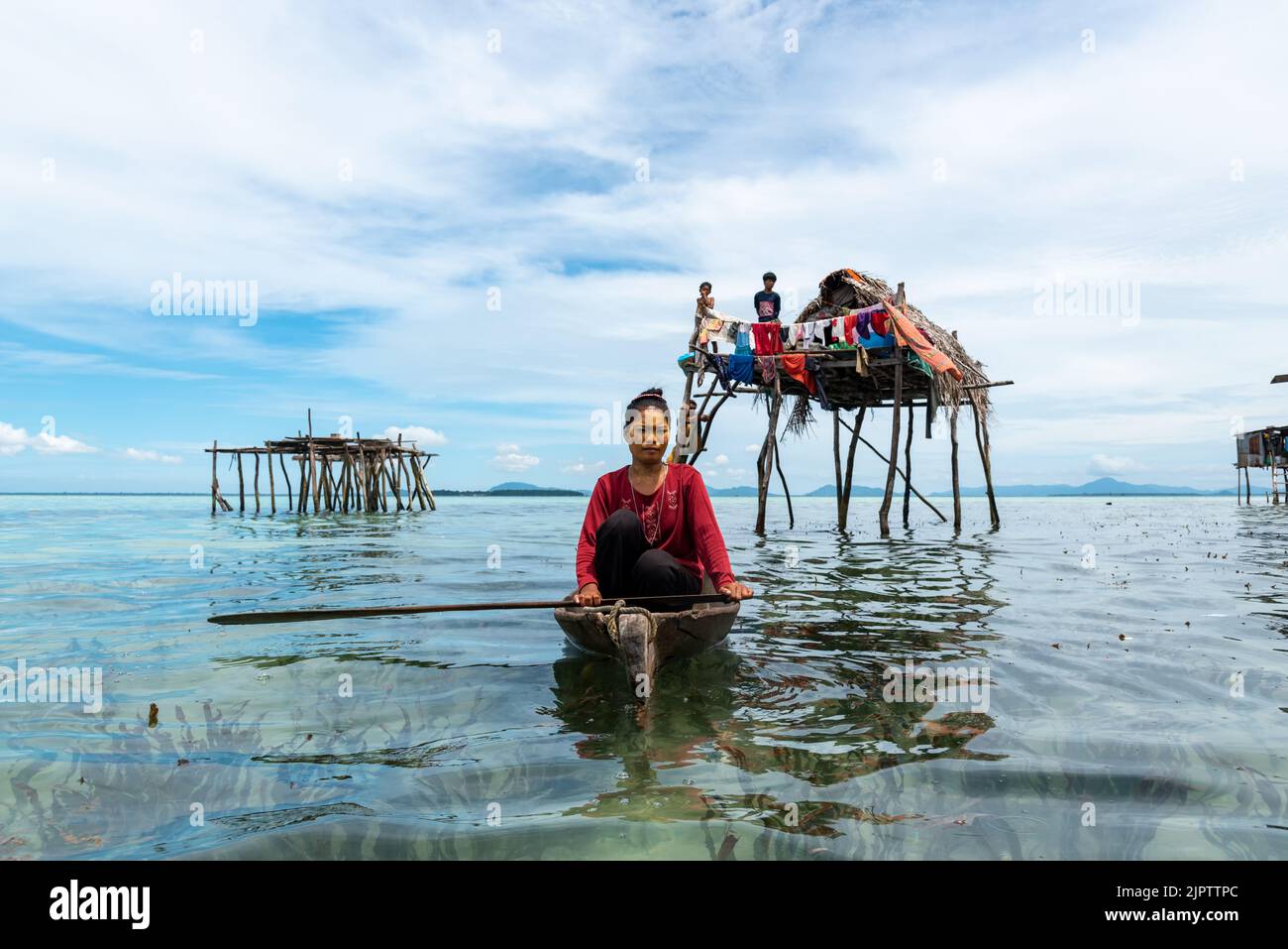 Semporna, Malaysia - August 28, 2022: Sea gypsy or bajau laut people ...