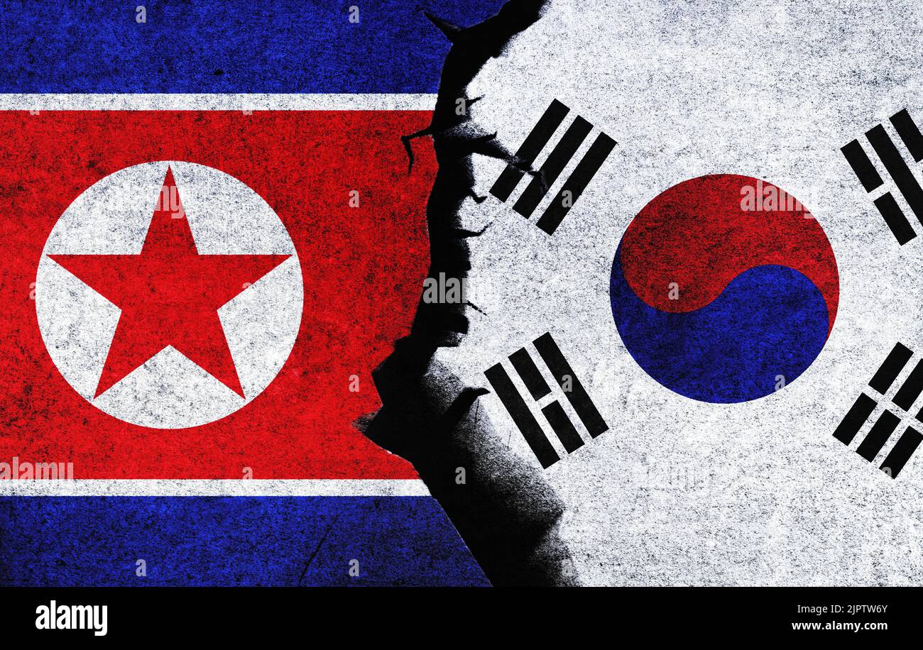 South korea vs china flags hi-res stock photography and images - Alamy