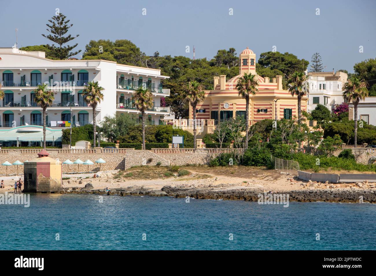 view of the town and liberty villas of santa maria di Leuca, Apulia ...