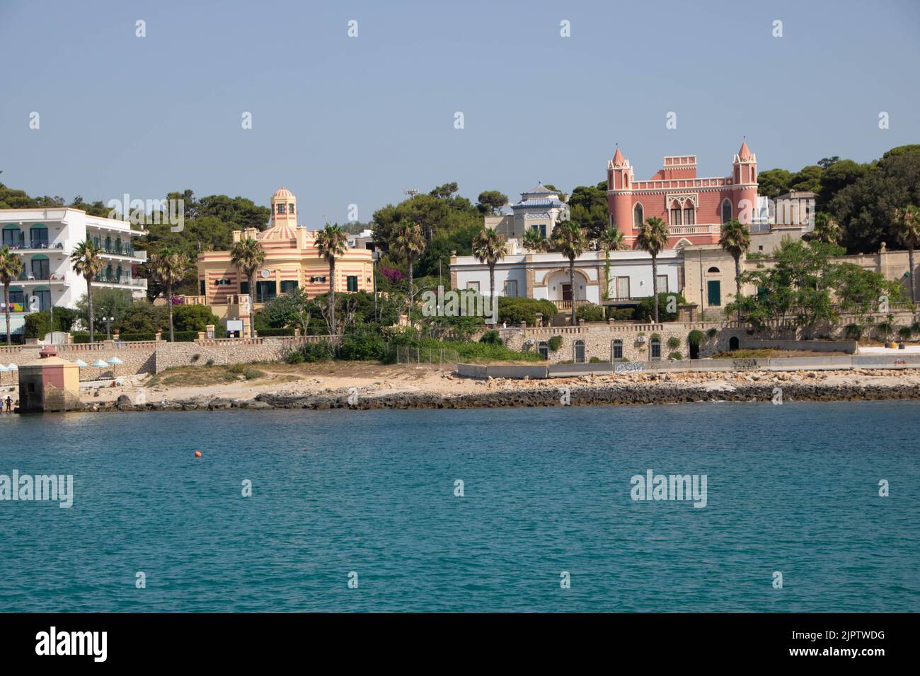 view of the town and liberty villas of santa maria di Leuca, Apulia ...