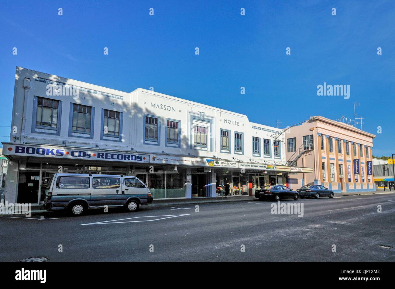 Many of the buildings were built in the Art Deco style of the 1020s and ...