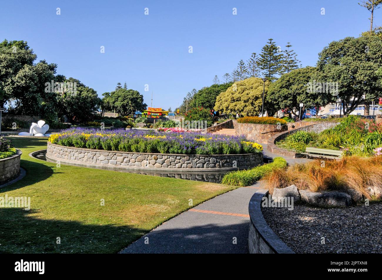 Sound Shell and Colonnades in Marine Street, Napier, a coastal city on ...