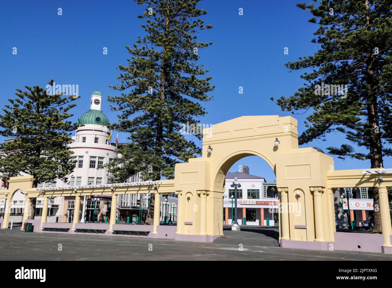 Napier's landmark of the Dome and the Colonnades ( large arch) in ...