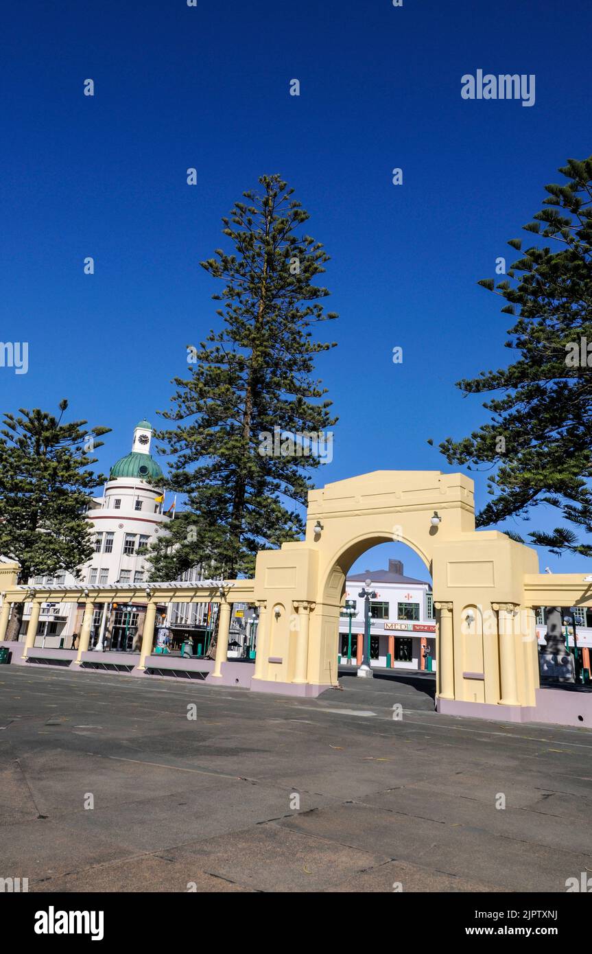Napier's landmark of the Dome and the Colonnades ( large arch) in ...