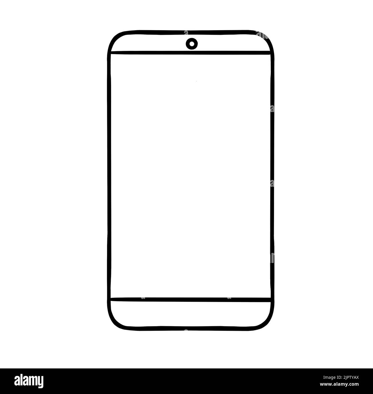 Phone illustration. Smartphone outline silhouette. With copy space ...