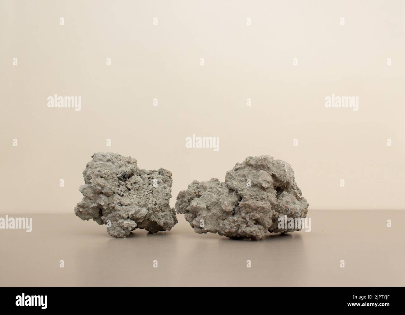 empty nature rough stone podium minimalism on light beige background ...