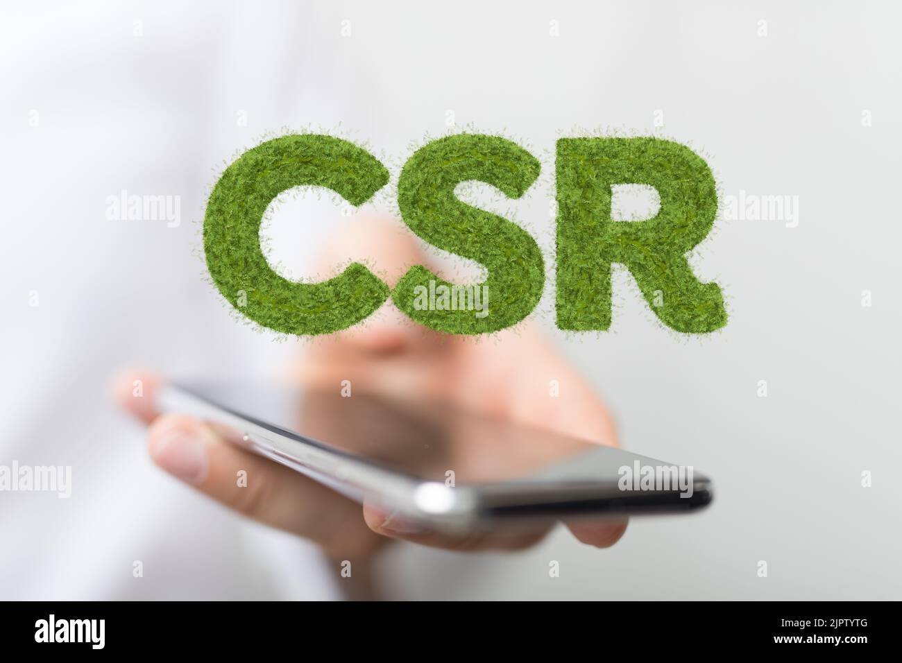 A 3d rendering of floating text "CSR" on a phone Stock Photo - Alamy