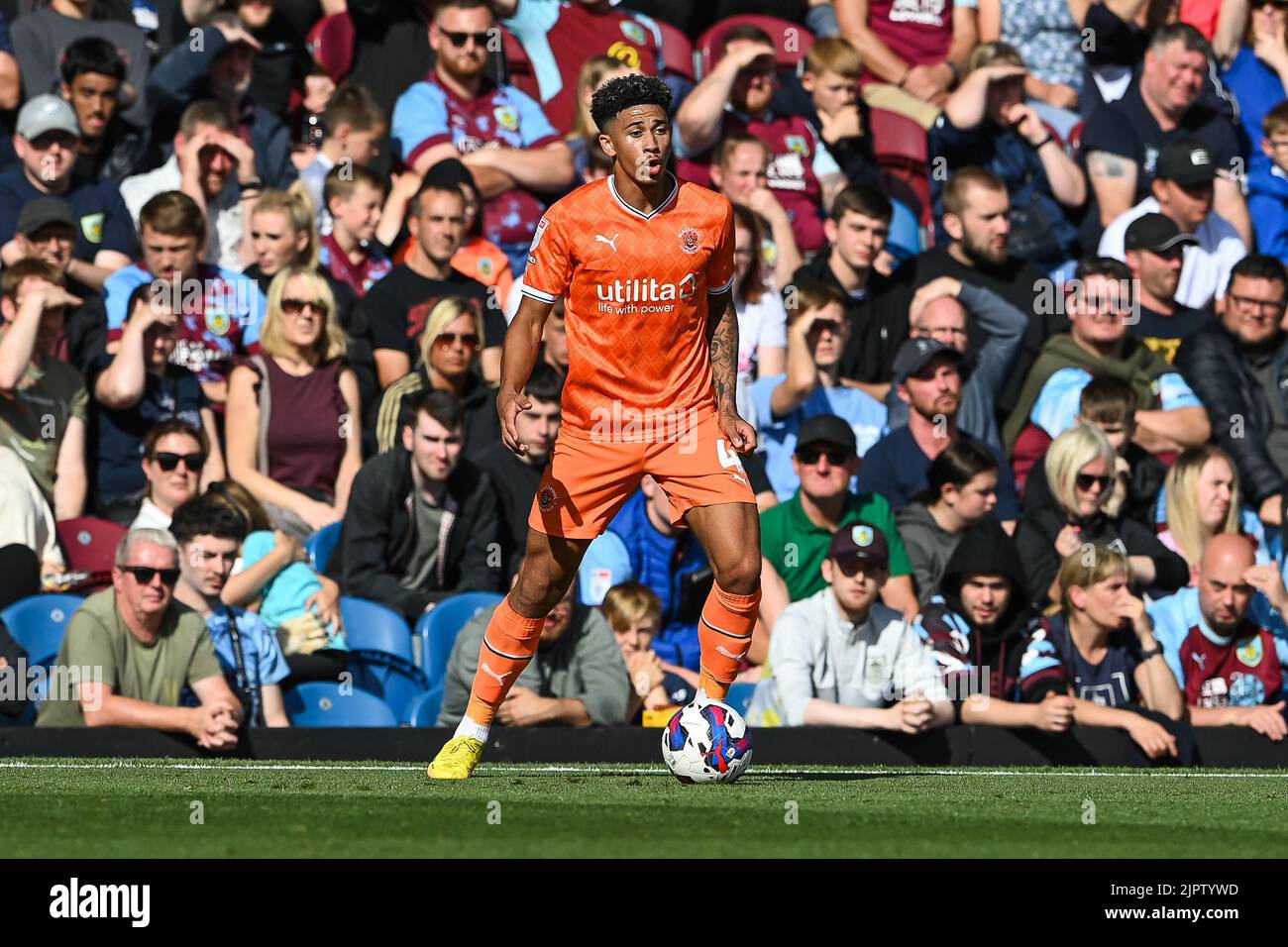 Jordan Lawrence-Gabriel #4 of Blackpool in action during the game Stock ...