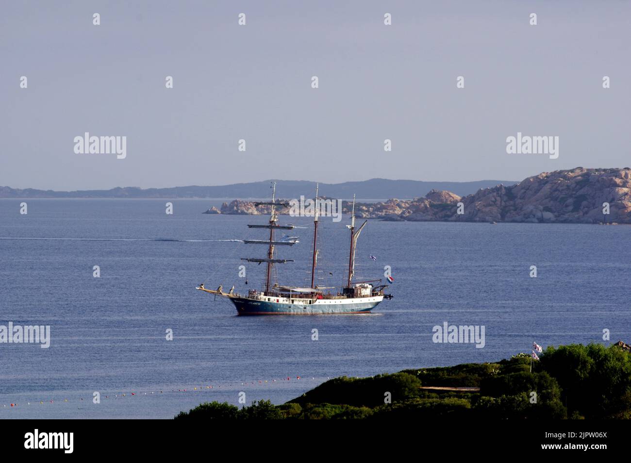 Veteran sailboat Atlantis anchoring in Porto Rafael Bay, Palau ...