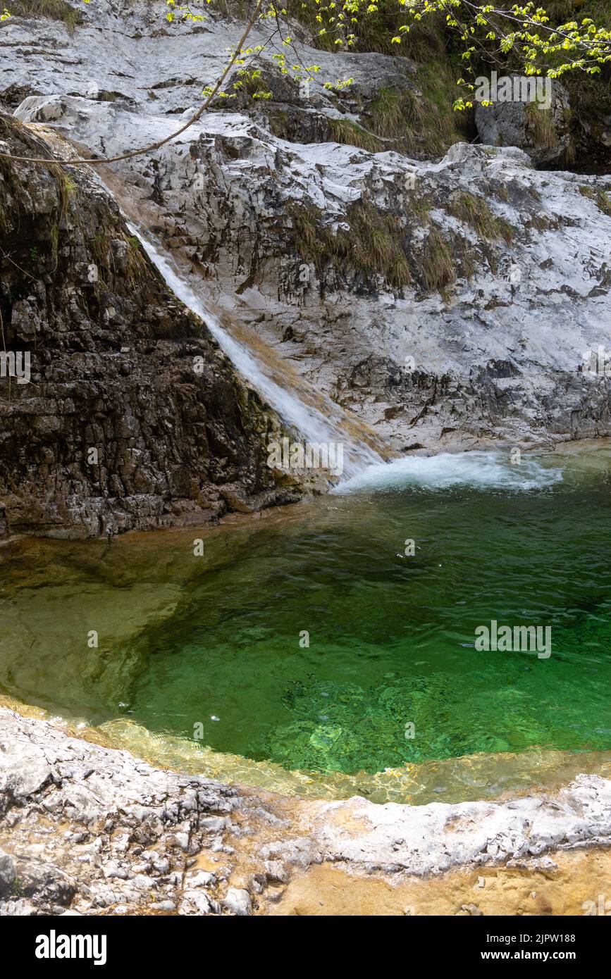 Natural path of Val Falcina at Valle del Mis in Italy. Cadini of ...