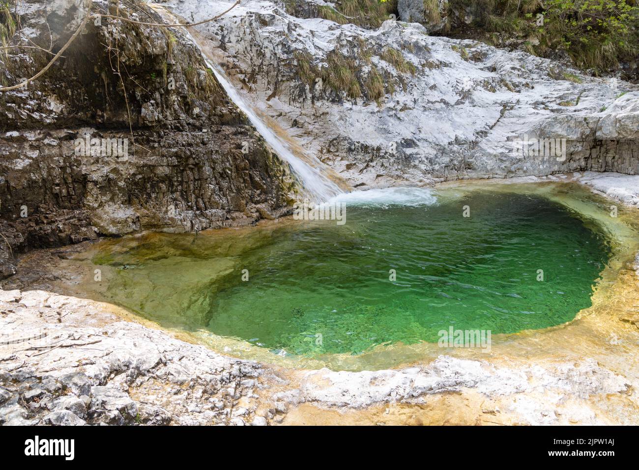 Natural path of Val Falcina at Valle del Mis in Italy. Cadini of ...