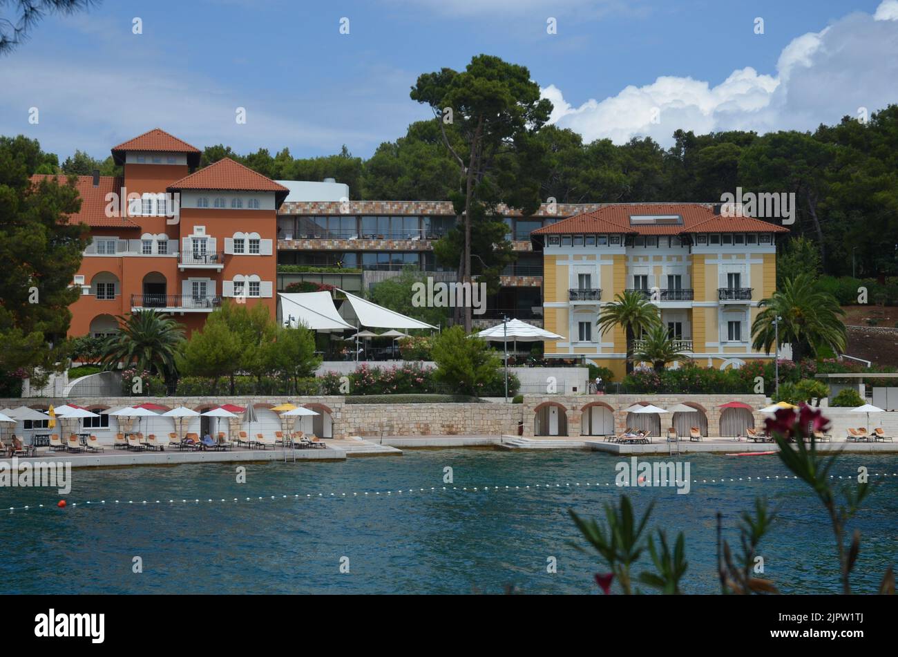 Villas and hotels in Cikat Bay, Mali Losinj, Croatia Stock Photo - Alamy